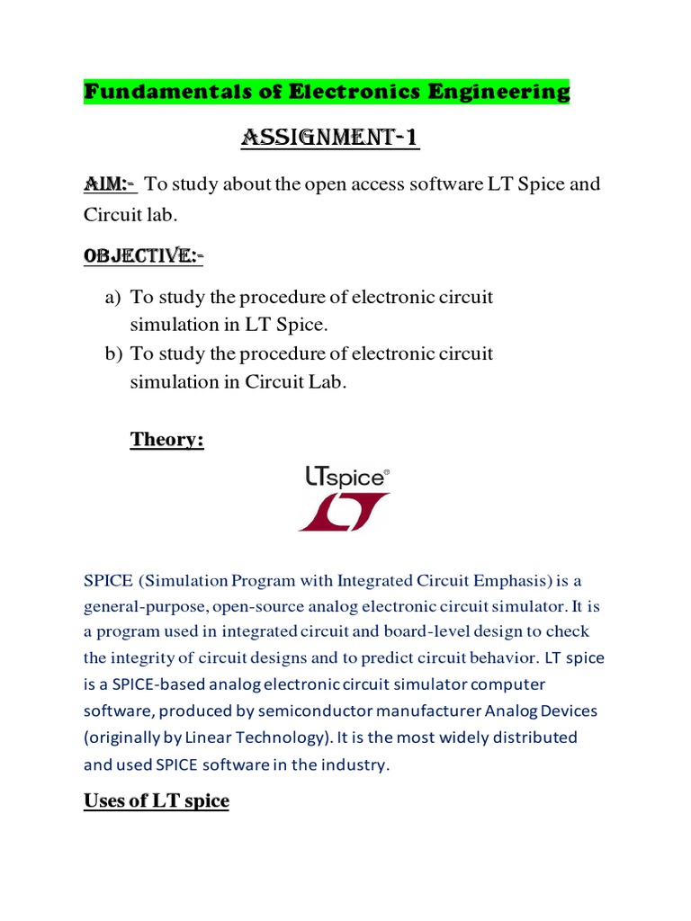 Ee Assignment 1 | PDF | Spice | Electrical Network