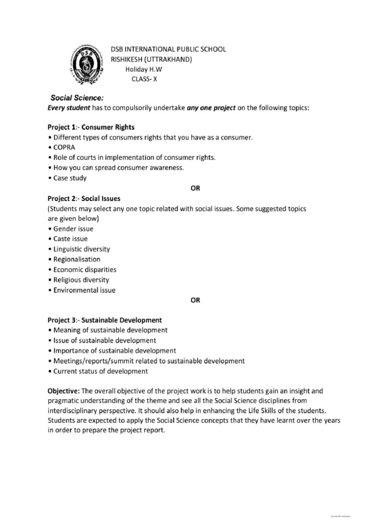 Holiday Homework Class 10th | PDF