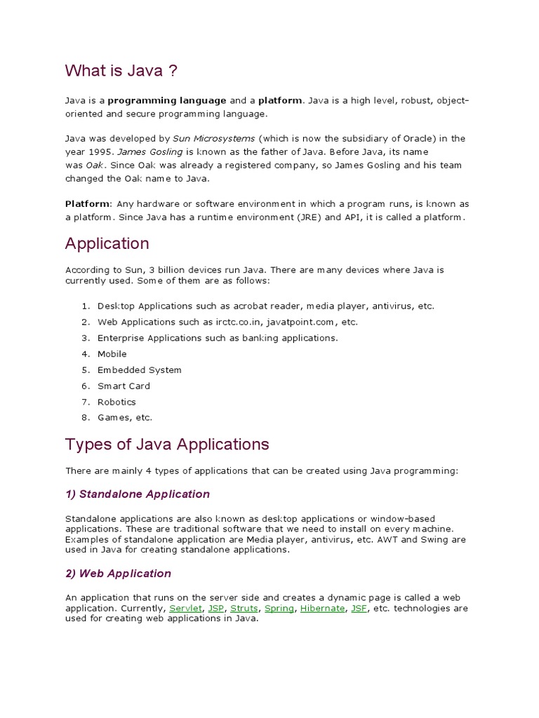An Introduction to the Java Programming Language: Its Origins, Platforms, Applications, and ...