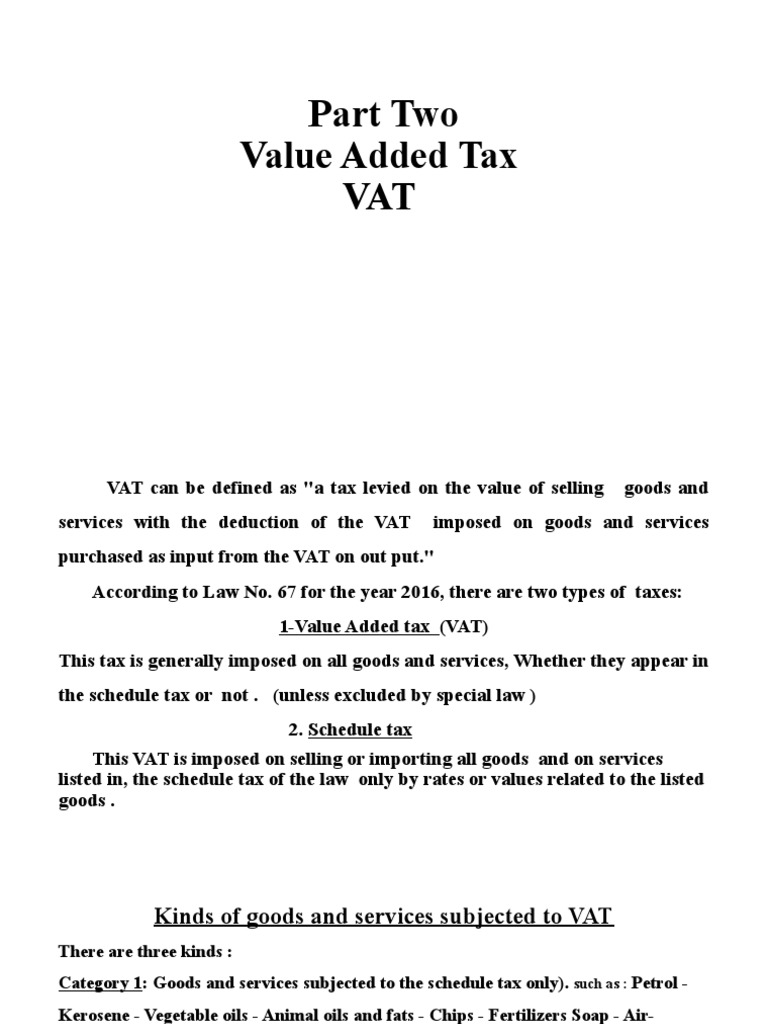 Part Two Value Added Tax VAT | PDF | Value Added Tax | Discounts And ...