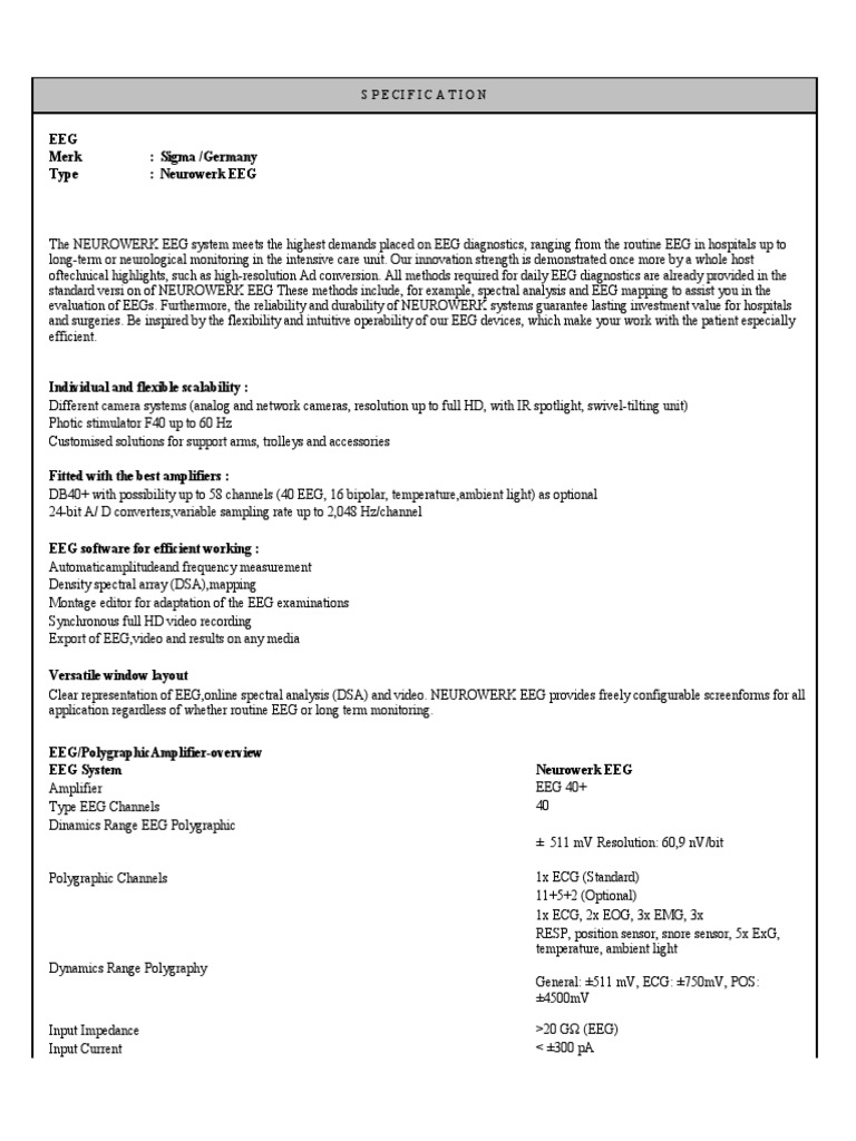 Neurowerk EEG System Specifications | PDF | Electroencephalography ...