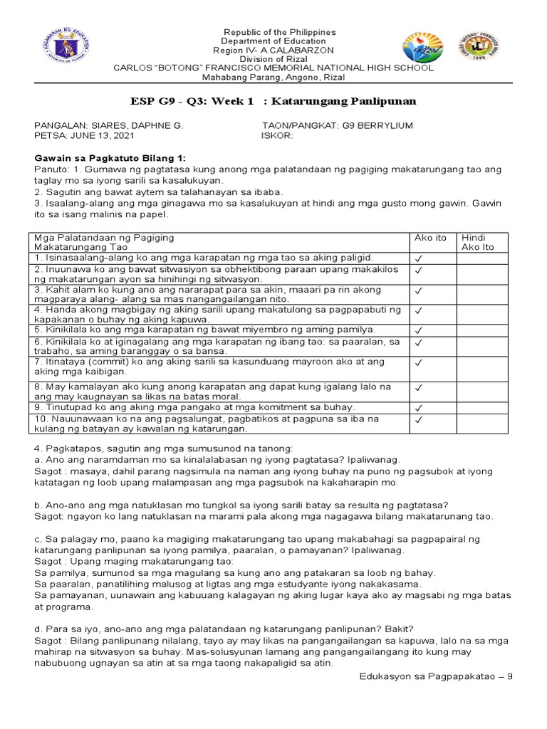 LAS ESP9 Q3 Week1 4 Final | PDF