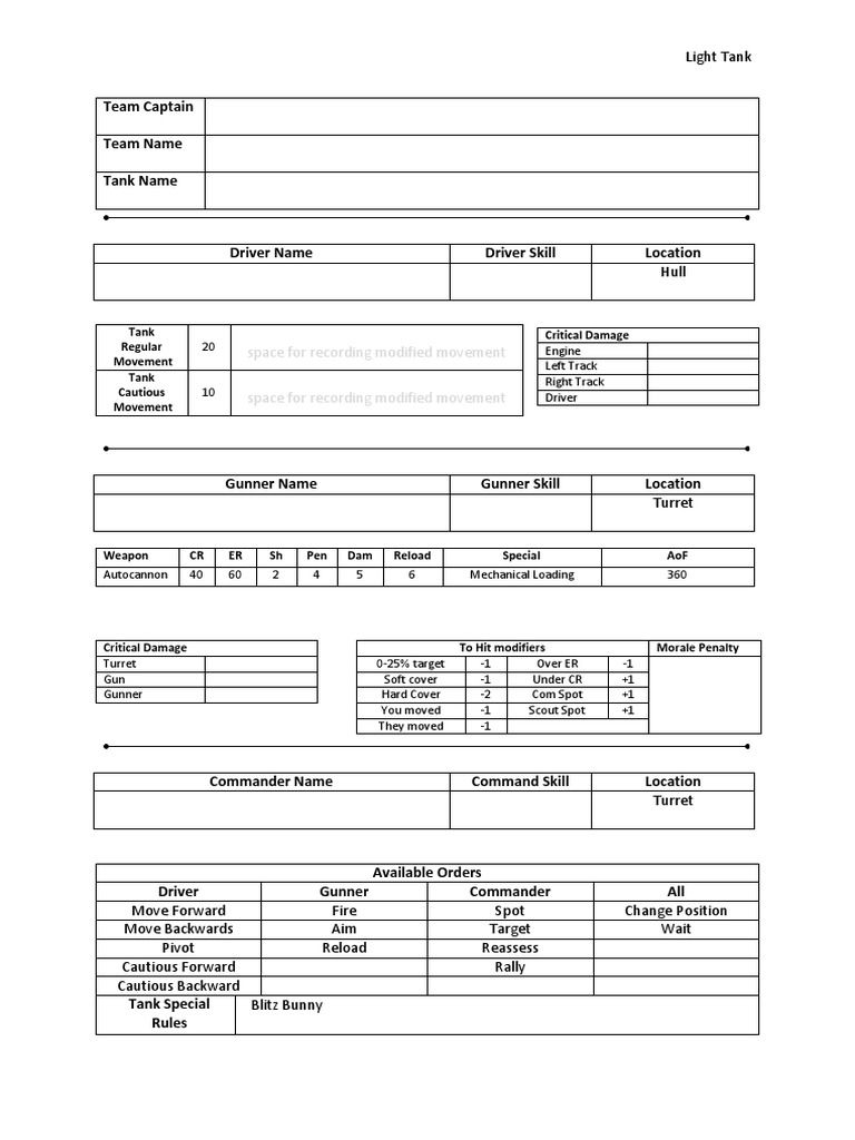 Reference Sheet Light | PDF | Gun Turret | Tanks