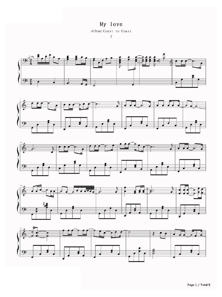 Piano-Sheet-My-Love-Westlife-Đã G P | PDF