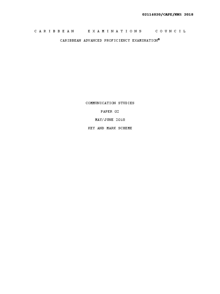 CAPE Communication Studies 2018 P2 MS | PDF | Adolescence | Gesture