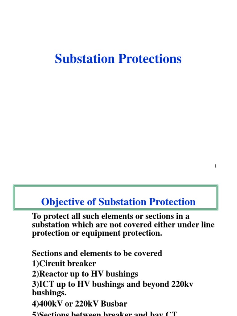 Substation Protection Systems Overview | PDF | Relay | Electrical ...