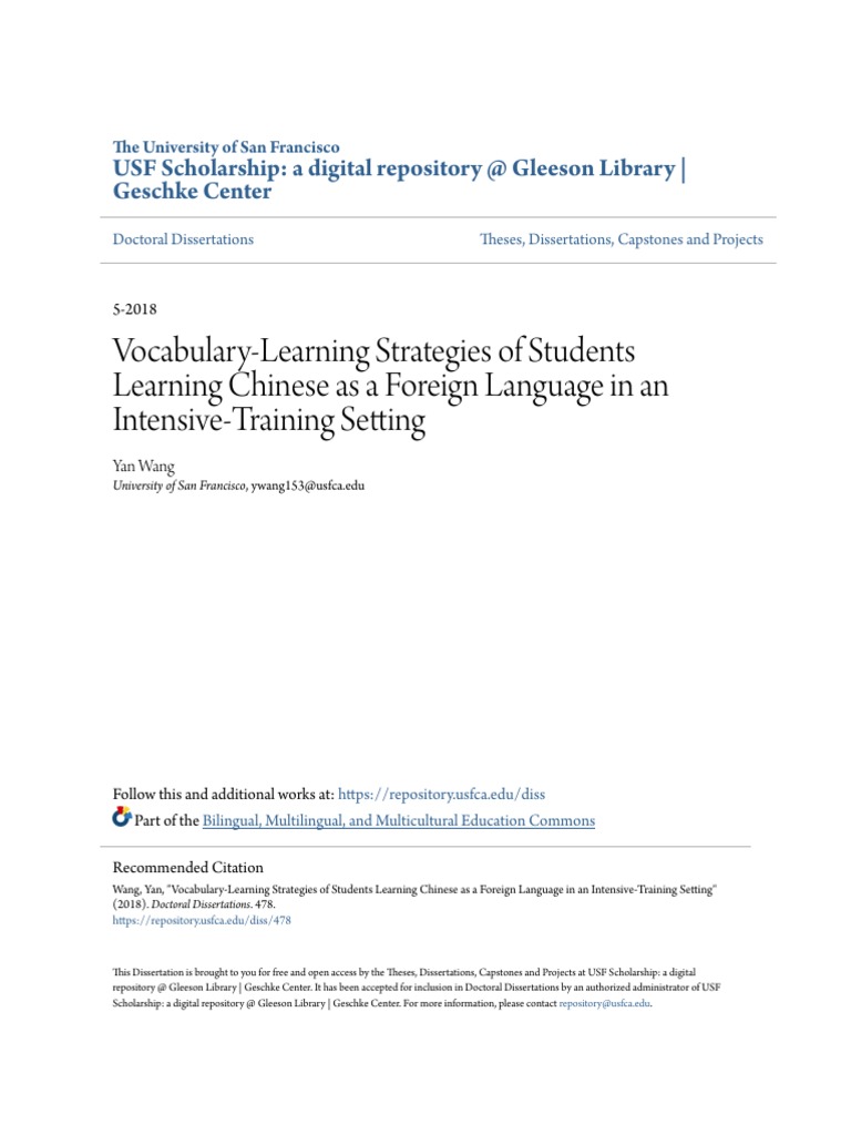 Vocabulary-Learning Strategies of Students Learning Chinese As A | PDF ...