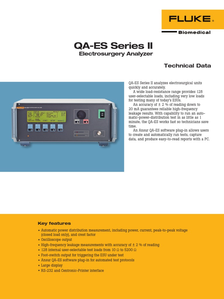 Robin Medical Fluke QA-ES II Electrosurgical Analyzer | PDF | Electromagnetism | Electricity