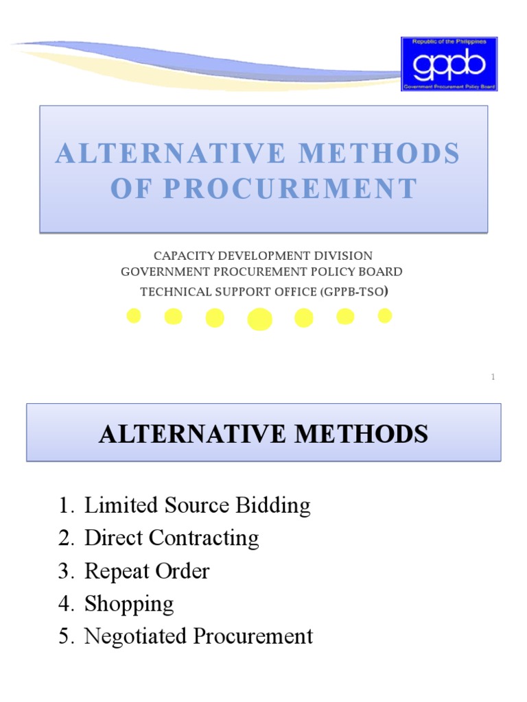 03 Alternative Methods of Procurement | PDF | Procurement | Non ...