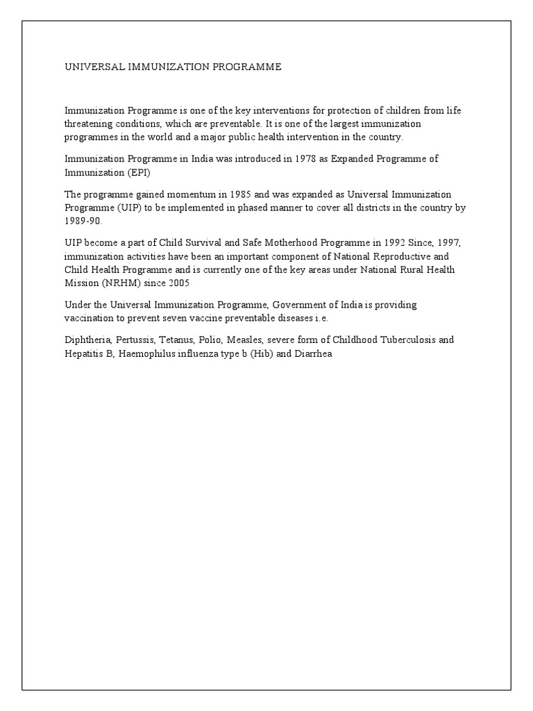 Universal Immunization Programme | PDF | Vaccines | Drugs