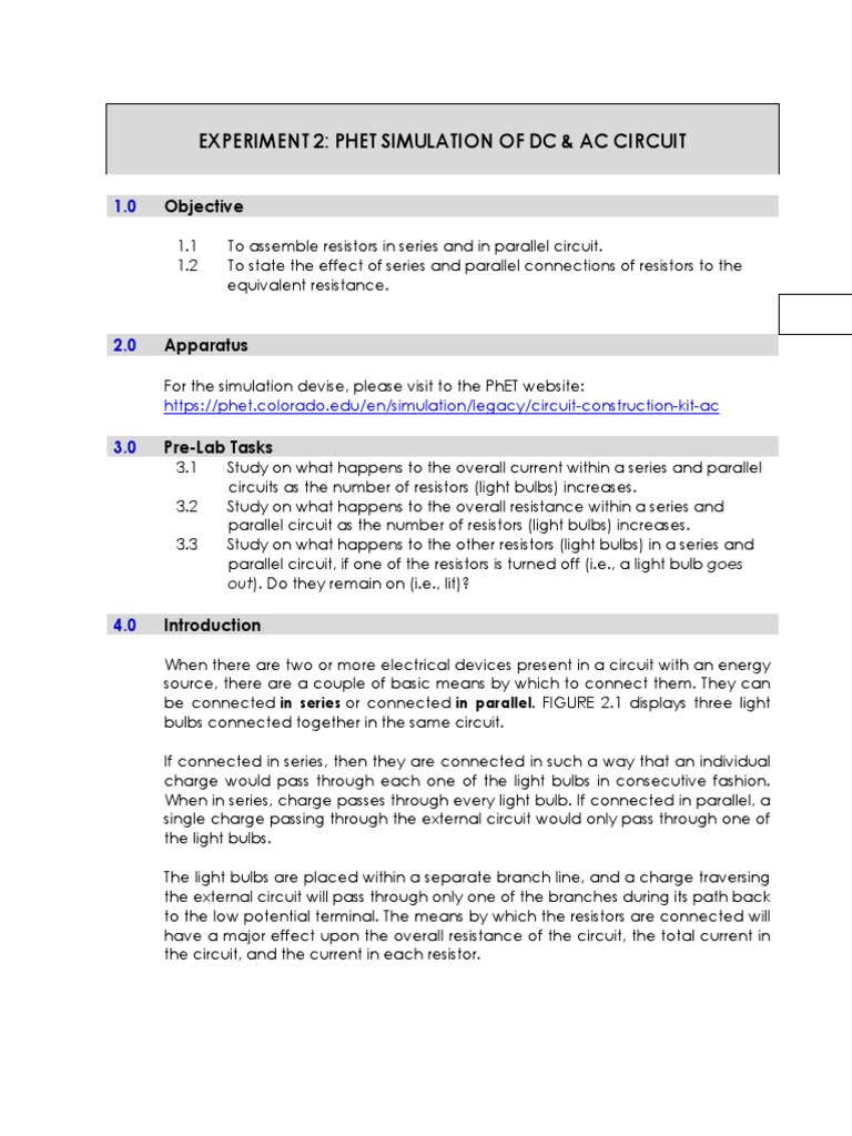 Experiment 2 - DC and Ac Circuit | PDF | Series And Parallel Circuits ...