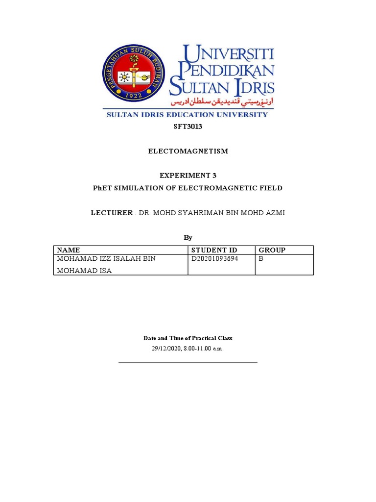 PhET Simulation of Electromagnetic Field | PDF | Magnetic Field ...