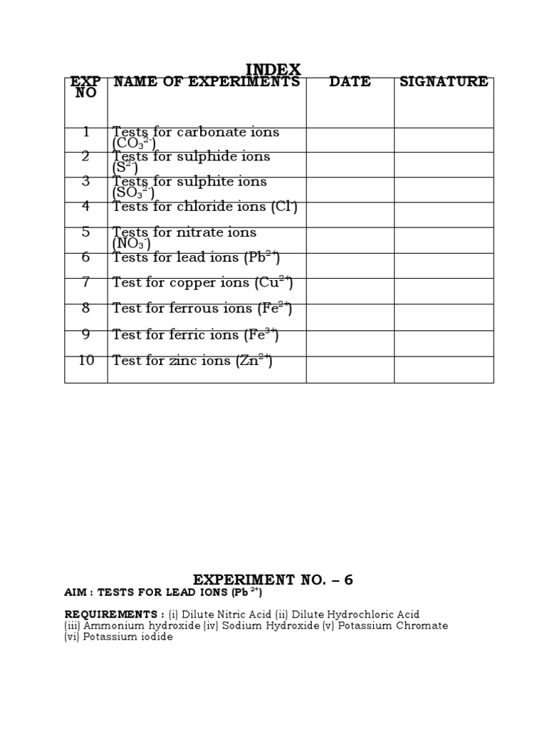 Class X Chem Practical 6 To 10 | PDF | Salt (Chemistry) | Hydroxide