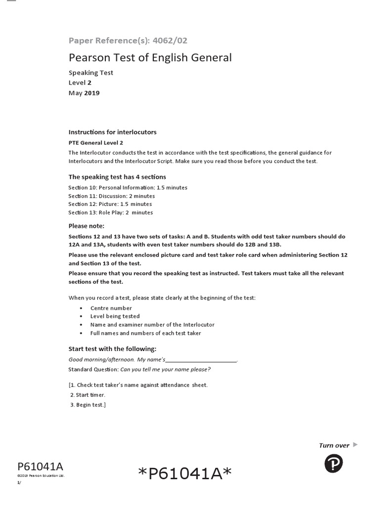 PTE General Level 2 For Teacher | PDF | Fluency | Linguistics