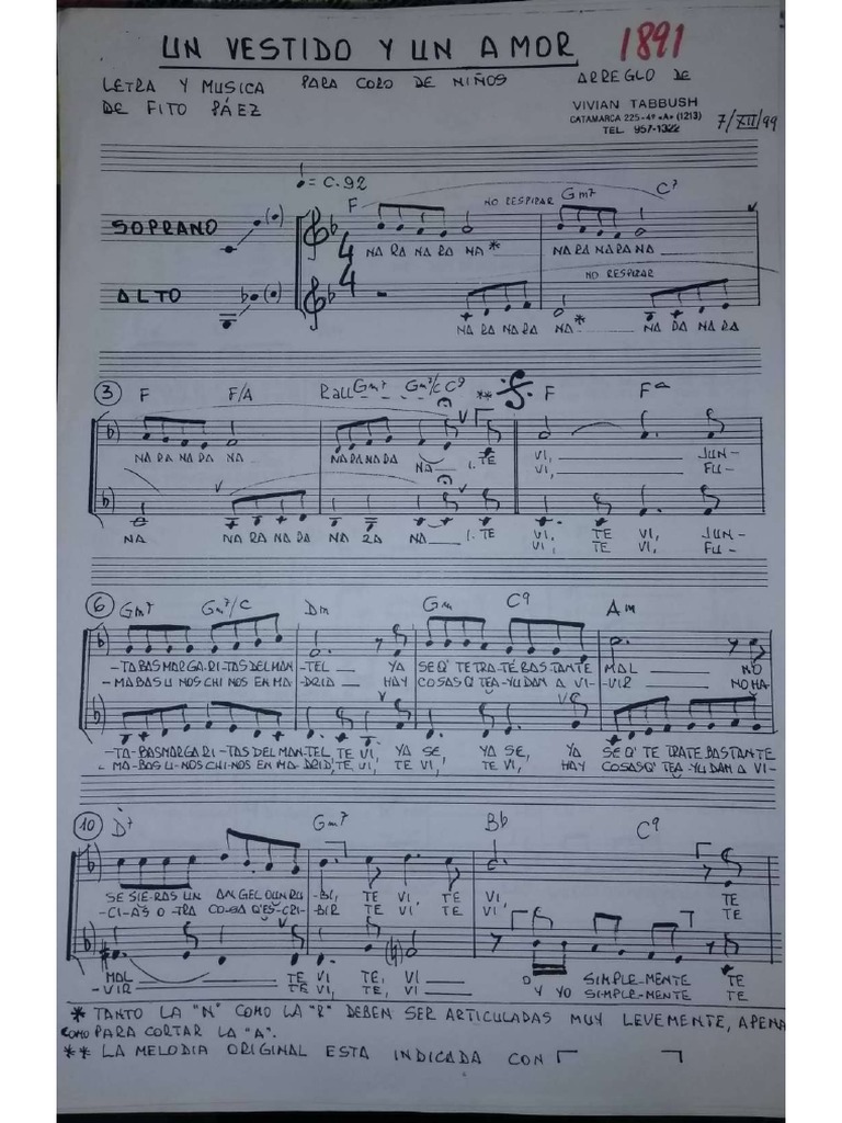 Un Vestido y Un Amor Páez - Tabbush | PDF