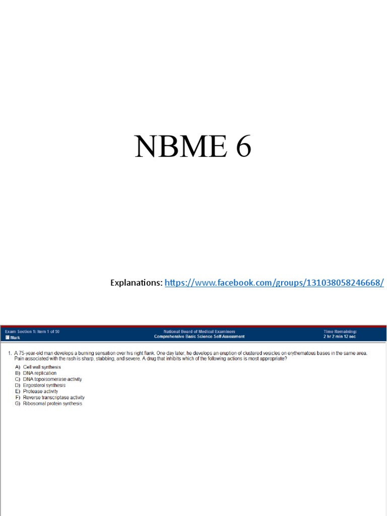 NBME 6 BLOCK 1-4 (No Answers Version) | PDF