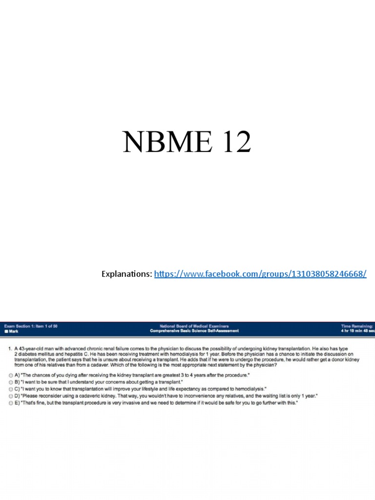 NBME 12 BLOCK 1-4 (No Answers Version) | PDF