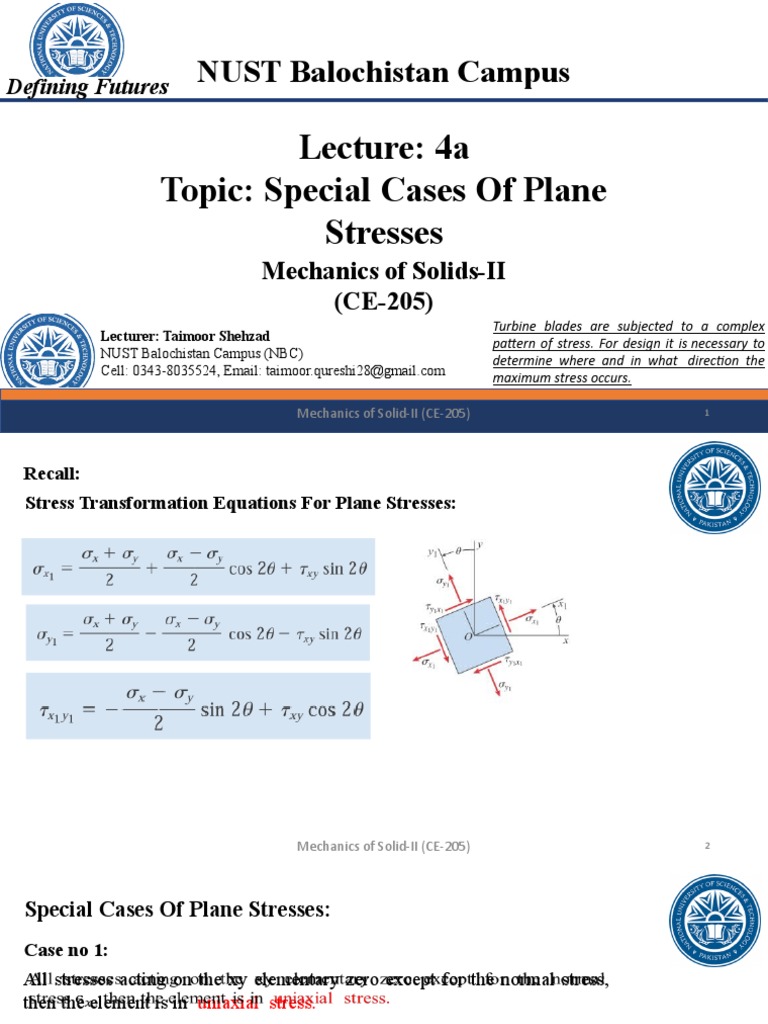Special Cases of Plane Stresses | PDF | Stress (Mechanics) | Angle