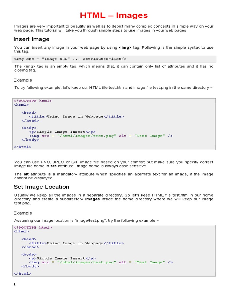 HTML - Images: Insert Image | PDF | Hyperlink | Html Element