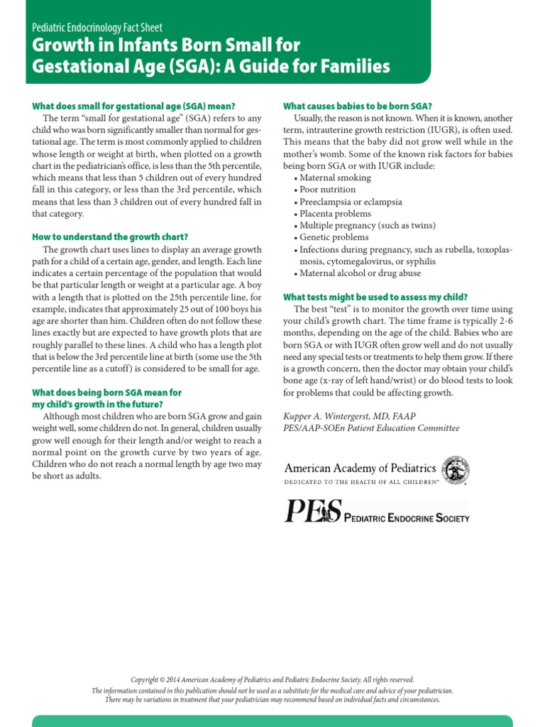 Growth in Infants Born Small For Gestational Age (SGA) : A Guide For ...