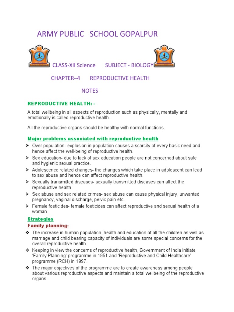 Army Public School Gopalpur: Class-Xii Science Subject - Biology ...