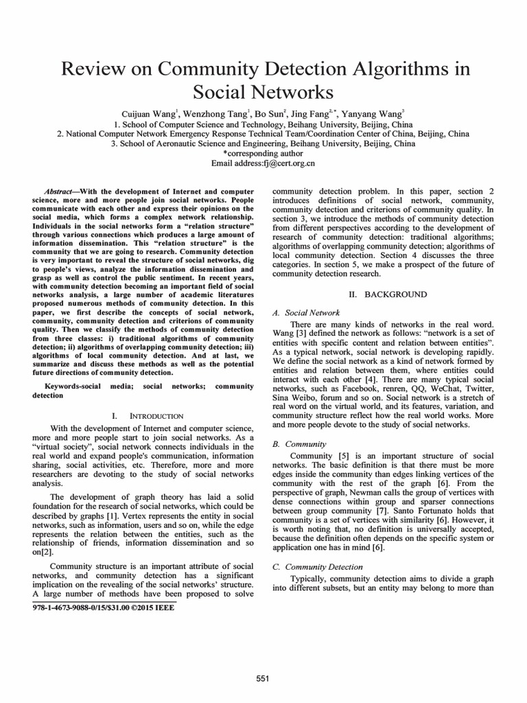Review On Community Detection Algorithms in Social Network | PDF ...