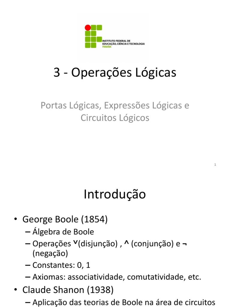 3 - Operações Lógicas | PDF | Lógica matemática | Lógica