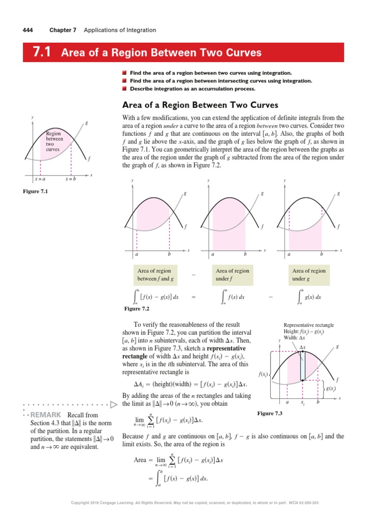 Area of A Region Between Two Curves | PDF | Trigonometric Functions | Sine