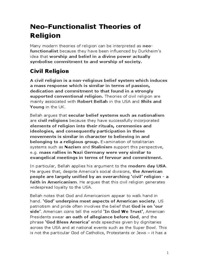 Neo-Functionalist Theories of Religion | PDF | God | Religion And Belief