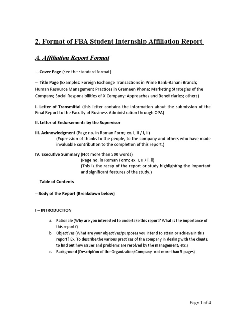 FBA Internship Report Guidelines | PDF | Competence (Human Resources ...