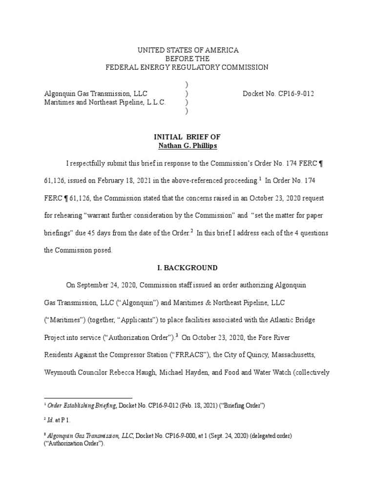 Initial Brief CP16-9-012 - Nathan G. Phillips | PDF | Greenhouse Gas ...