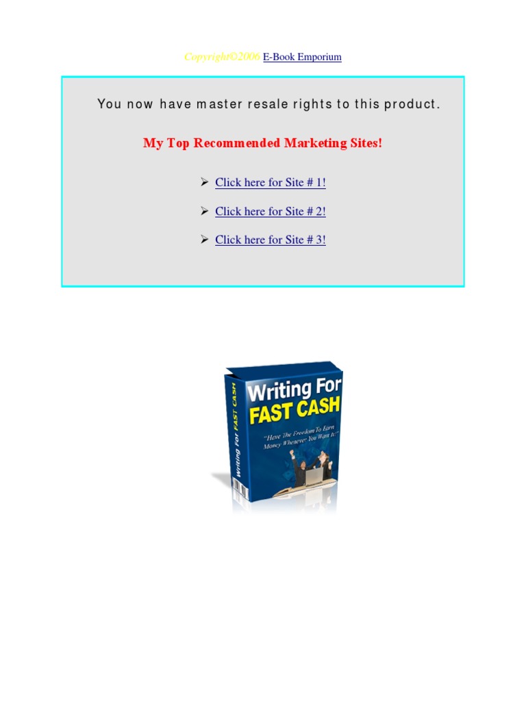 Writing For Fast Cash | Download Free PDF | Internet Forum | E Books