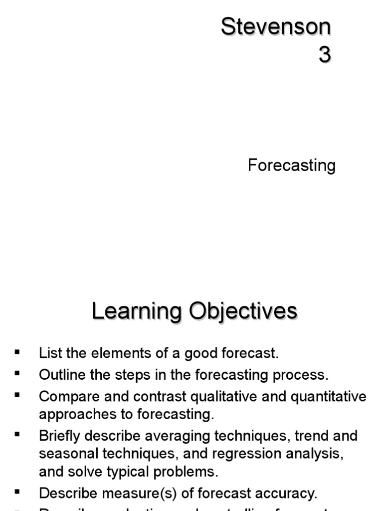 Stevenson Chapter 3 Forecasting Pdf Forecasting Regression Analysis