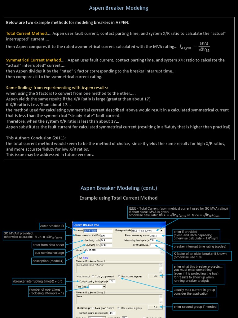 Below Are Two Example Methods For Modeling Breakers in ASPEN | PDF ...