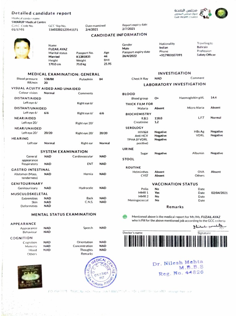 Fuzail Ayaz Gamca Report | PDF | Medical Specialties | Clinical Medicine