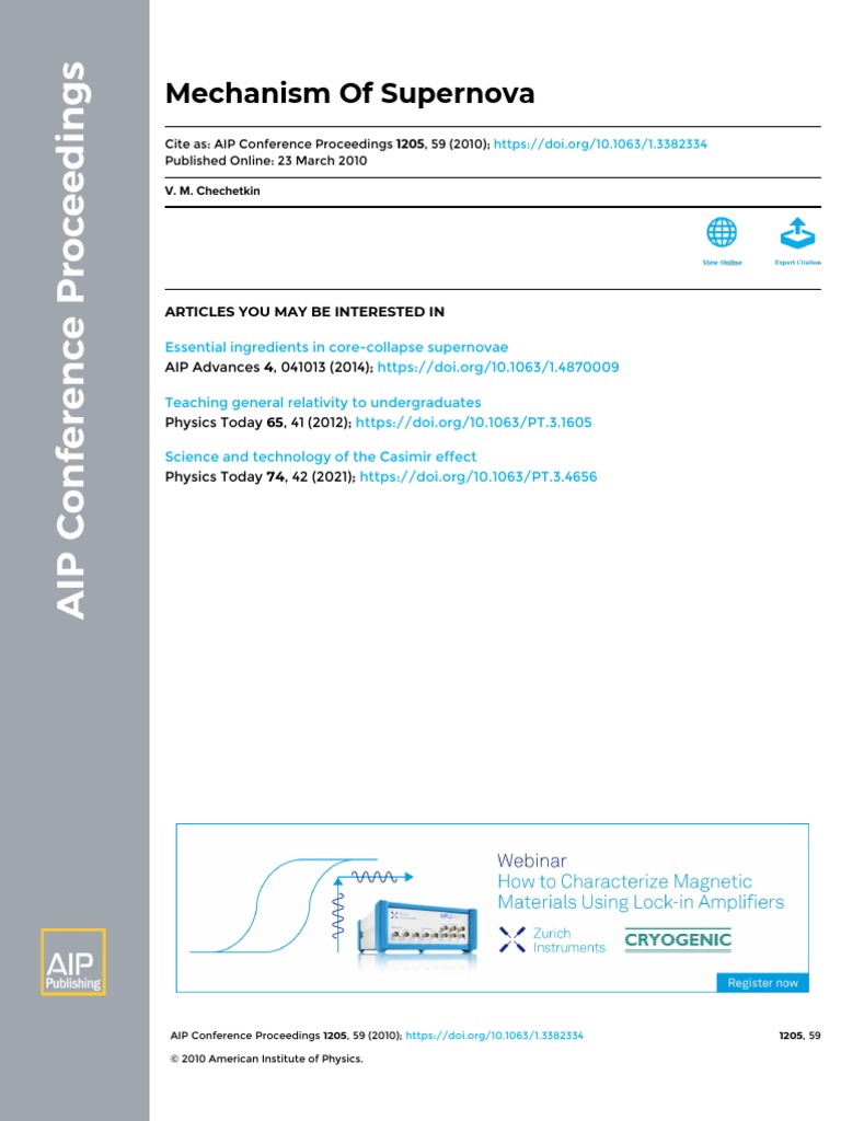 Mechanism of Supernova: Articles You May Be Interested in | PDF ...