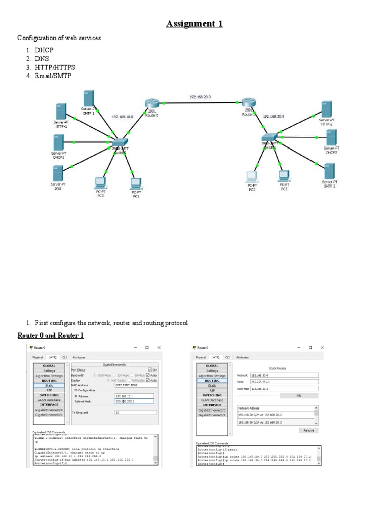 Assignment 1: Configuration of Web Services 1. DHCP 2. DNS 3. Http/Https 4. Email/SMTP | PDF ...