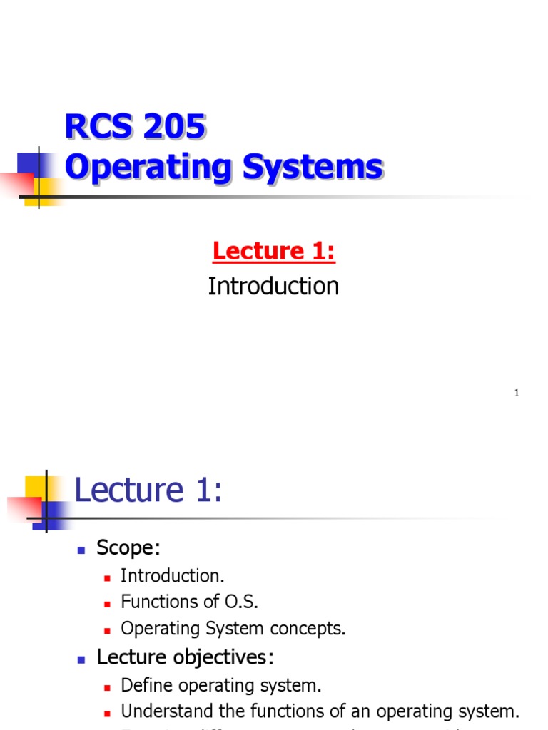 Lecture1 Introduction To Operating Systems | PDF | Process (Computing) | Operating System