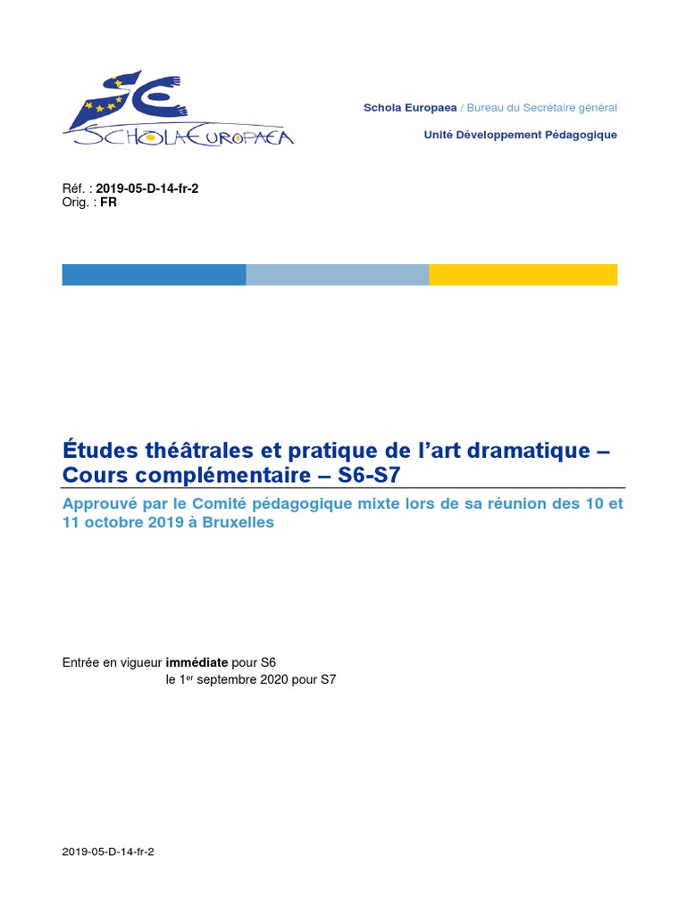 Cours d'art dramatique S6-S7 | PDF | Théâtre | Pédagogie