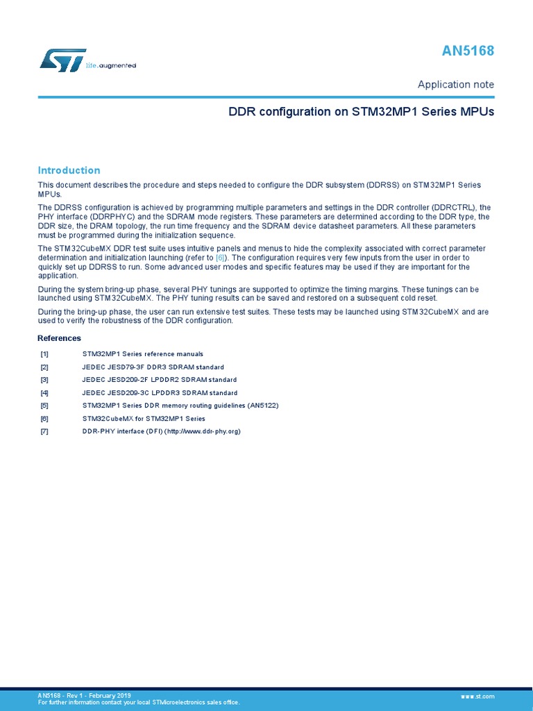 DDR Configuration On Stm32Mp1 Series Mpus: Application Note | PDF | Dynamic Random Access Memory ...