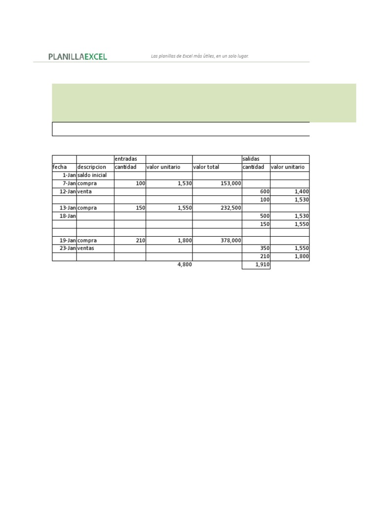 Planilla de Excel para Valuacion de Stock Peps Fifo Ueps Lifo y PP ...