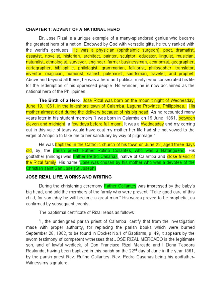 Rizal Chapter 1 To 4 | PDF