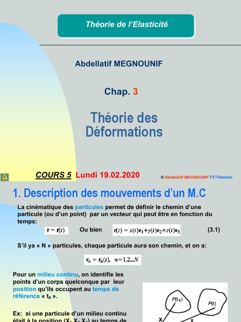 Elasticité Chap3 2019 2020 | PDF | Tenseur | Équations