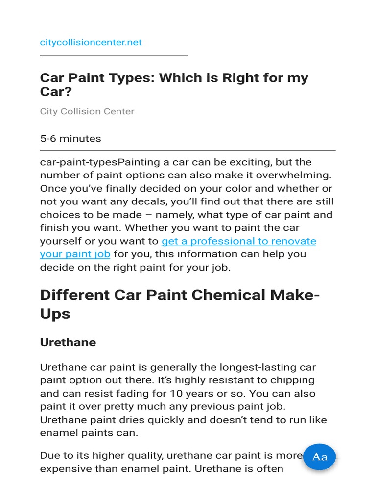 Car Paint Types Which Is Right For My Car | PDF | Paint | Conservation ...