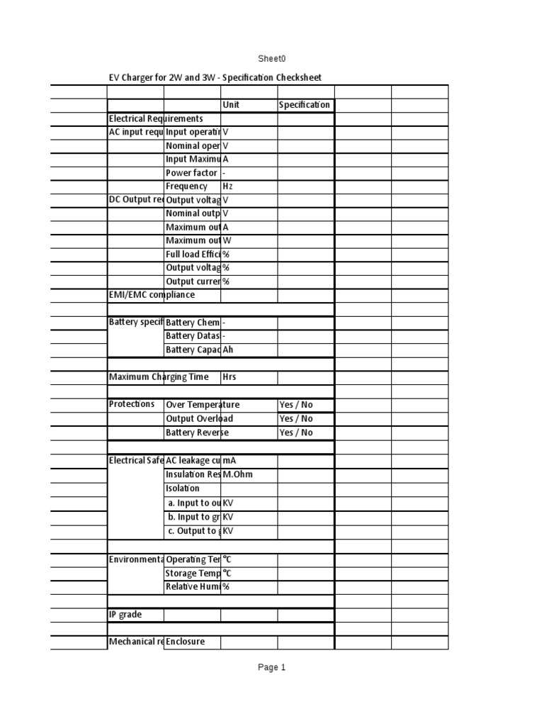 IPEC - EV Charger For 2W and 3W - Specification Checksheet | PDF