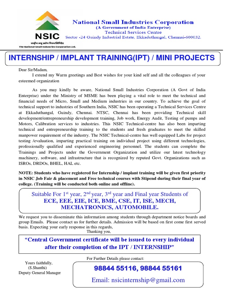 Nsic - (Ipt-Internship 2021-2022) | PDF | Business | Science