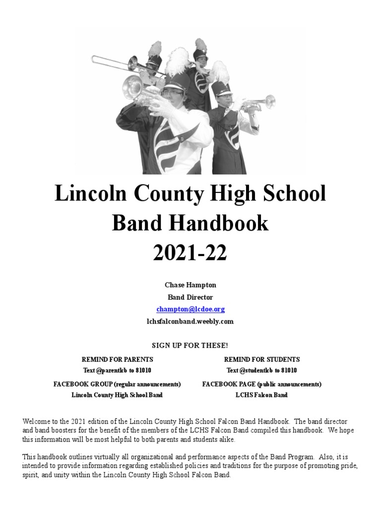 Lchs 2021-22 Band Handbook | PDF | Brass Instruments | Woodwind Instruments