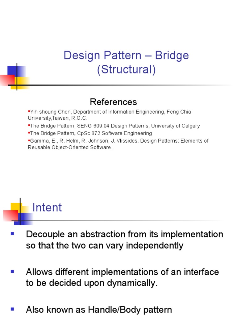 Design Pattern - Bridge (Structural) : References | PDF | Abstraction (Computer Science ...
