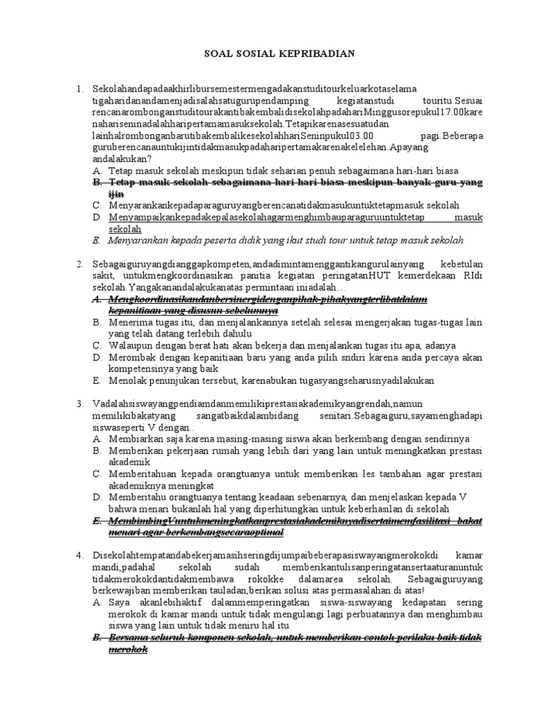 Soal Kepribadian Baru | PDF