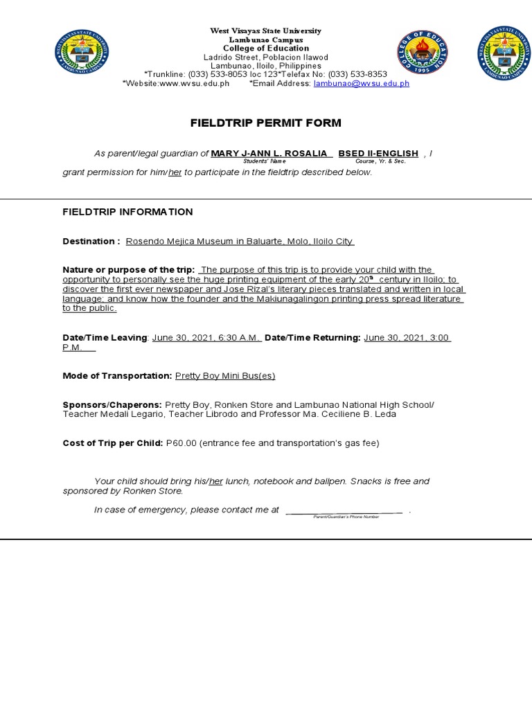 Rosendo Mejica Museum in Molo Sample Fieldtrip | PDF | Social Science